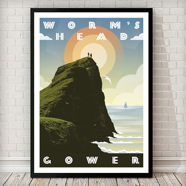 Worm's Head Heights – Gower retro art