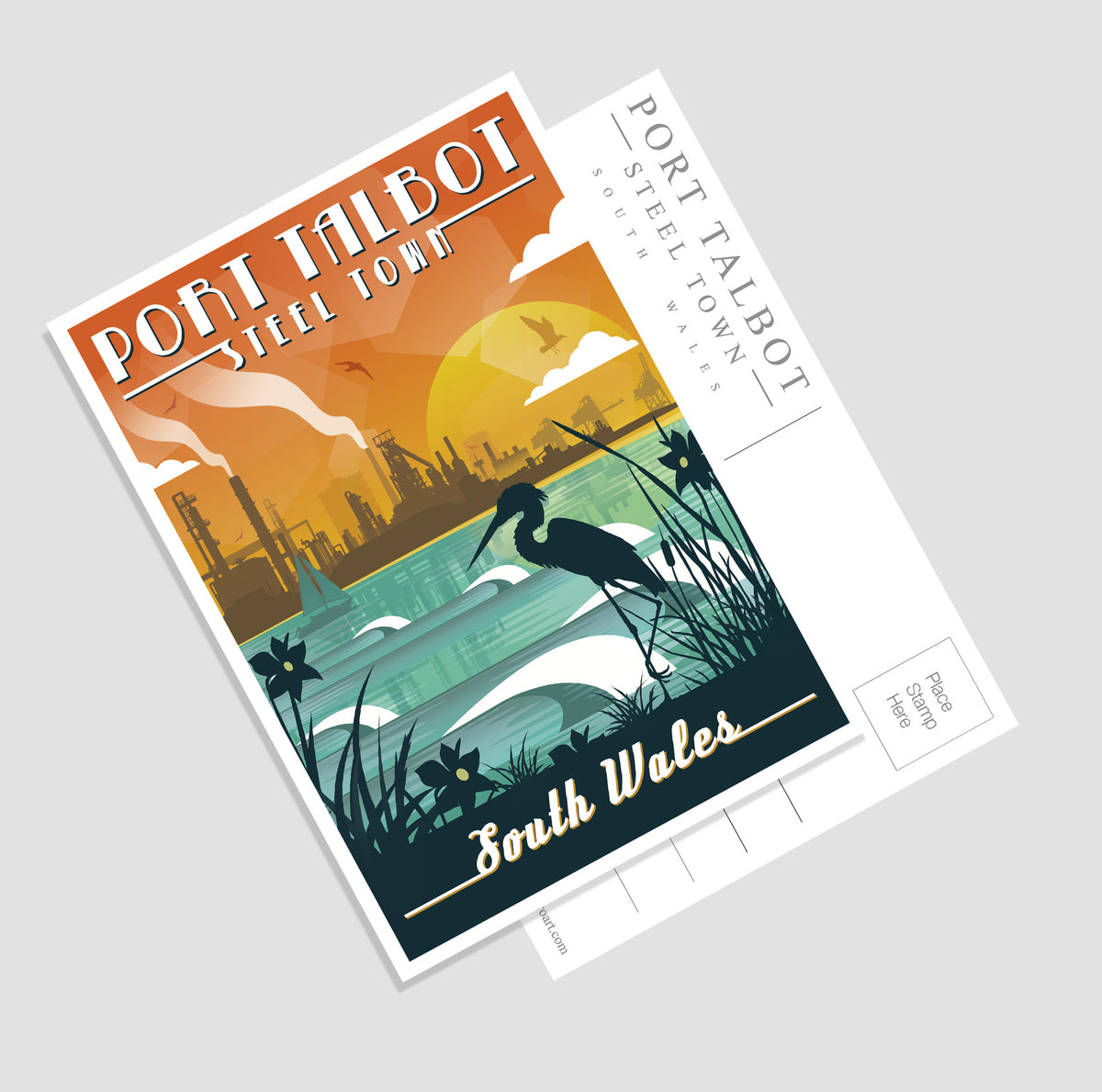 Port Talbot (Steel Town) A6 Postcard – Gower retro art